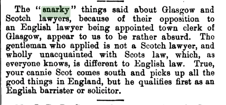 “Snarky”; “Snark”